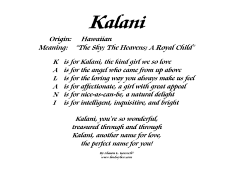 Meaning of Kalani - LindseyBoo