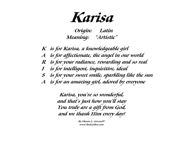 Meaning of Karisa - LindseyBoo