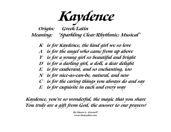 Meaning of Kaydence - LindseyBoo