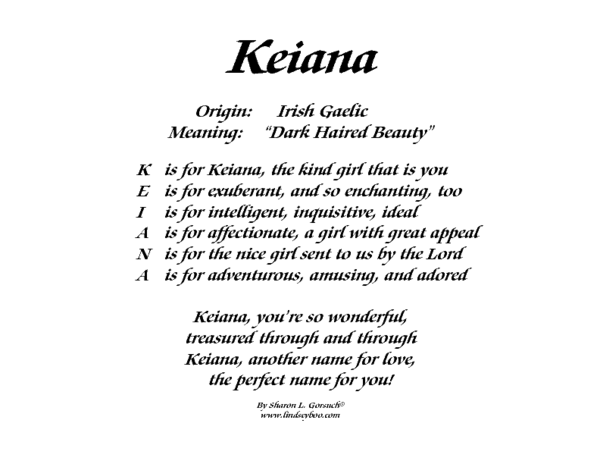 Meaning of Keiana - LindseyBoo