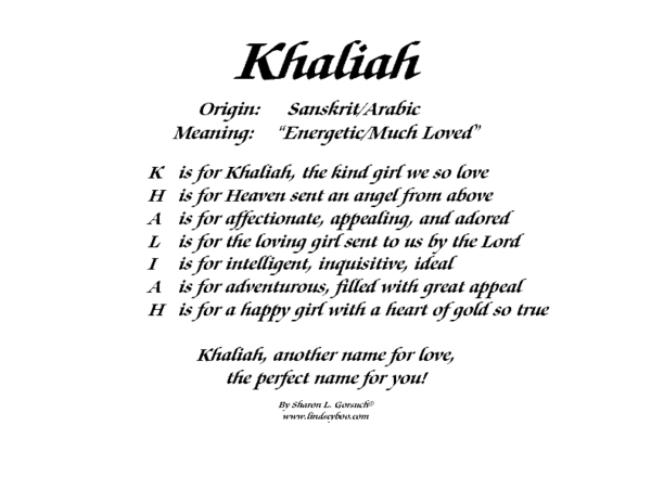 Meaning of Khaliah - LindseyBoo
