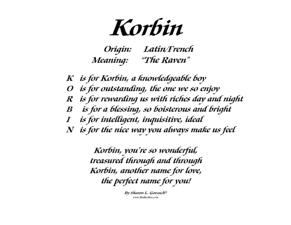Meaning of Korbin - LindseyBoo