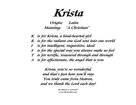 Meaning of Krista - LindseyBoo