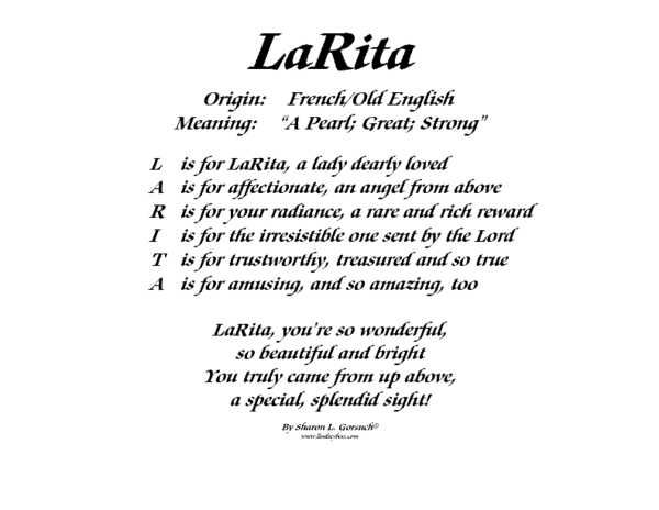 Meaning of LaRita - LindseyBoo