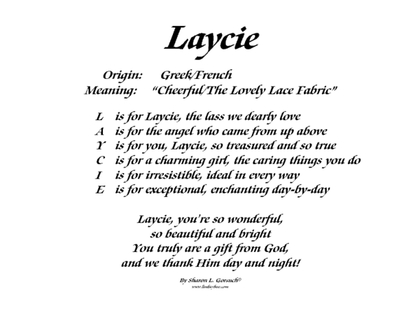 Meaning of Laycie - LindseyBoo