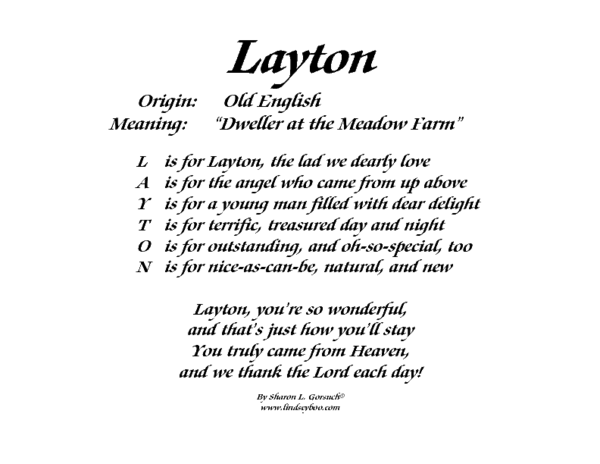 Meaning of Layton - LindseyBoo
