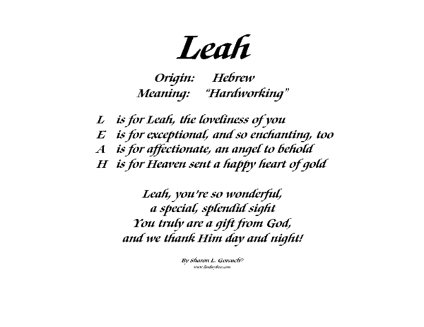 Meaning of Leah - LindseyBoo