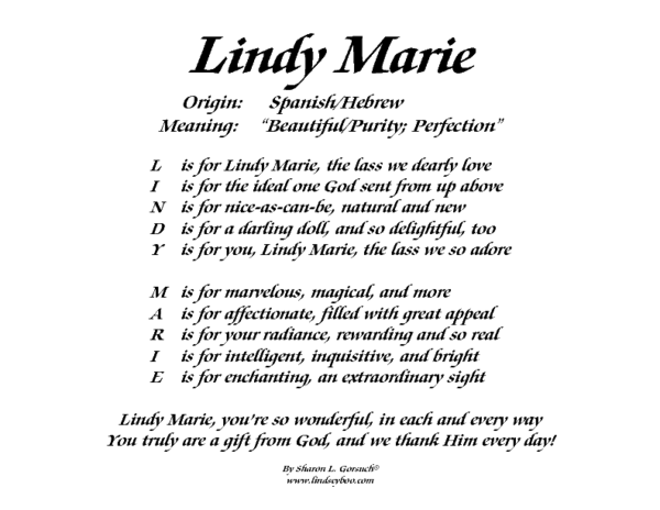 Meaning of Lindy Marie - LindseyBoo