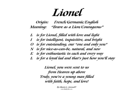 Meaning of Lionel - LindseyBoo