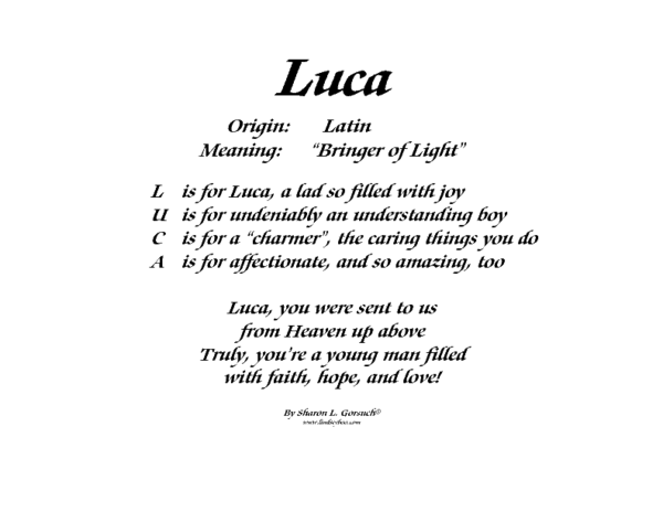 Meaning of Luca - LindseyBoo