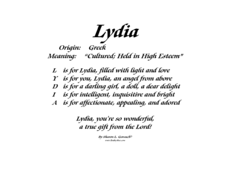 Meaning of Lydia - LindseyBoo