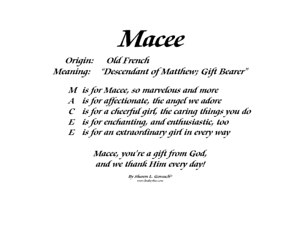 Meaning of Macee - LindseyBoo