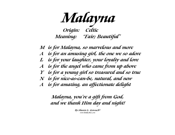 Meaning of Malayna - LindseyBoo