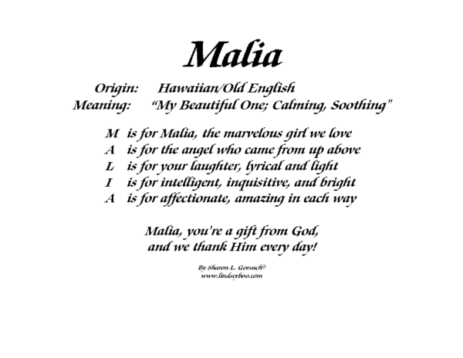Meaning of Malia - LindseyBoo