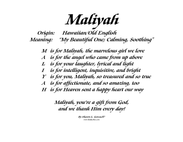 Meaning of Maliyah - LindseyBoo
