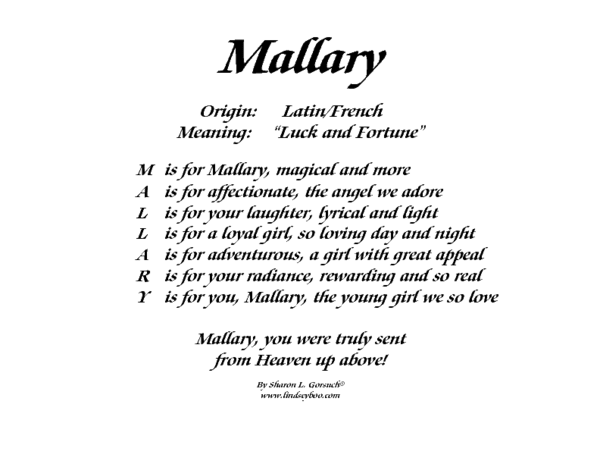 Meaning of Mallary - LindseyBoo