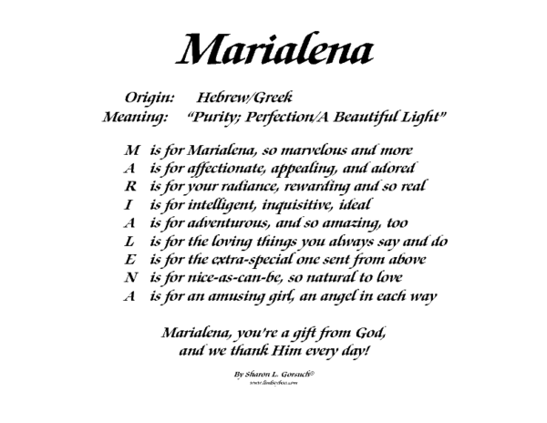 Meaning of Marialena - LindseyBoo