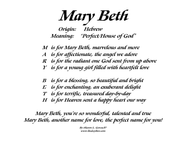 Meaning of Mary Beth - LindseyBoo