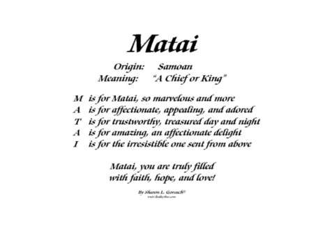 Meaning of Matai - LindseyBoo