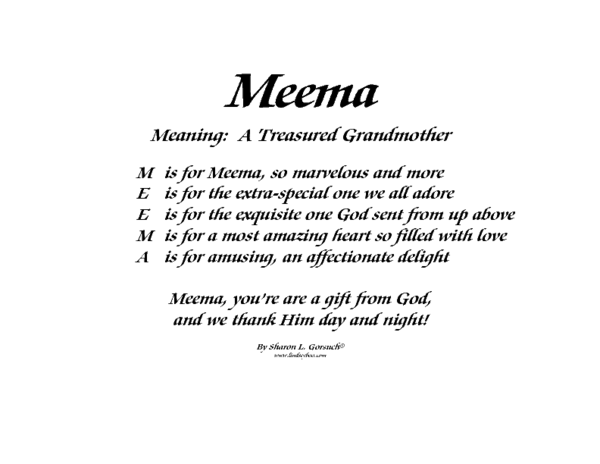 Meaning of Meema - LindseyBoo