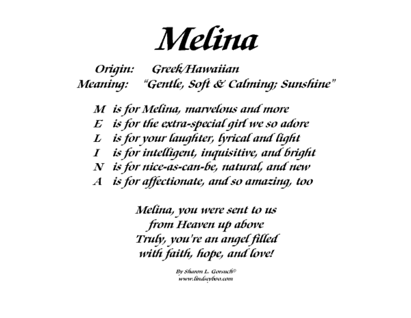 Meaning of Melina - LindseyBoo