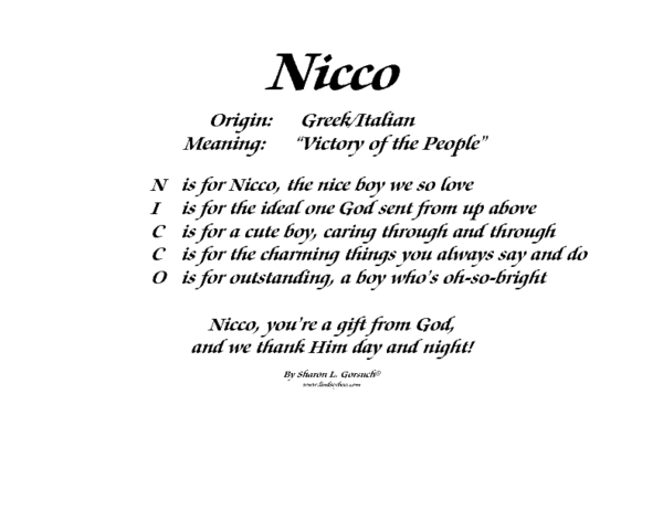 Meaning of Nicco - LindseyBoo