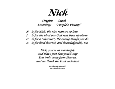 Meaning of Nick - LindseyBoo