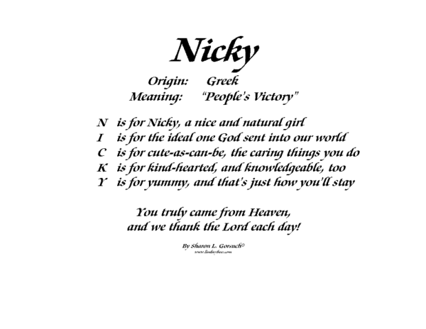 Meaning of Nicky - LindseyBoo