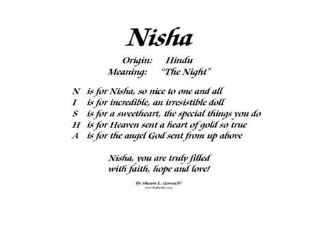 Meaning of Nisha - LindseyBoo