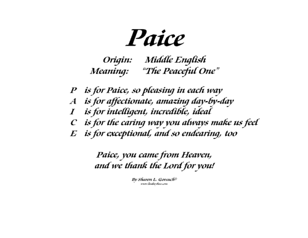 Meaning of Paice - LindseyBoo