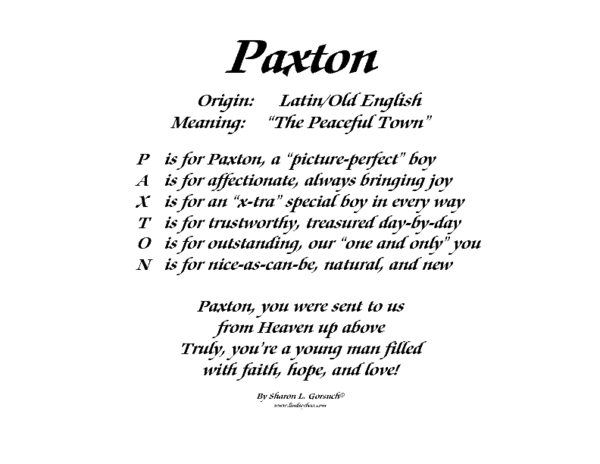 Meaning of Paxton - LindseyBoo