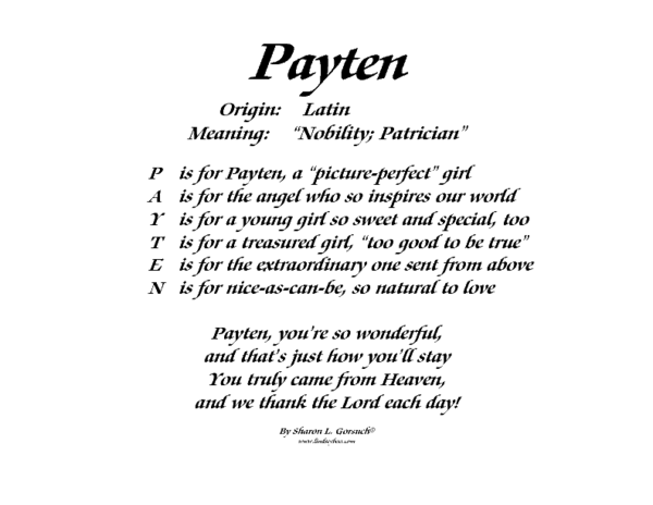 Meaning of Payten - LindseyBoo