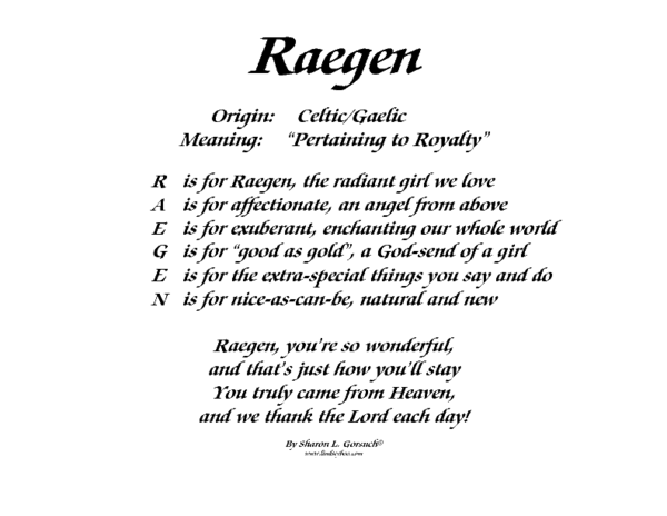 Meaning of Raegen - LindseyBoo
