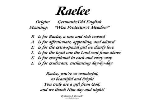 Meaning of Raelee - LindseyBoo