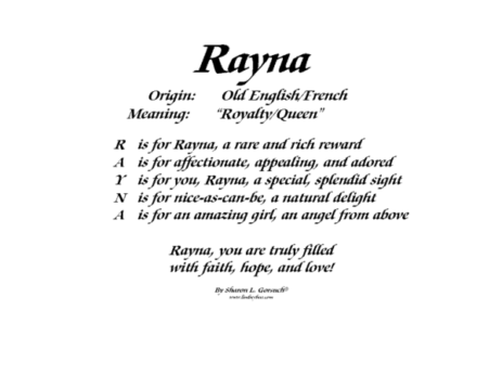 Meaning of Rayna - LindseyBoo