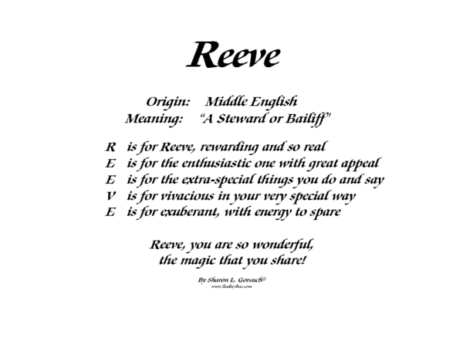 Meaning of Reeve - LindseyBoo