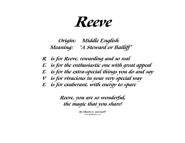 Meaning of Reeve - LindseyBoo