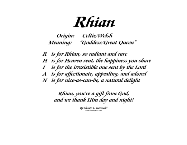 Meaning of Rhian - LindseyBoo