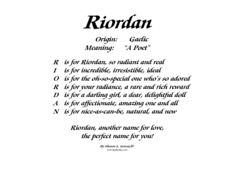 Meaning of Riordan - LindseyBoo