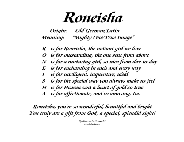Meaning of Roneisha - LindseyBoo