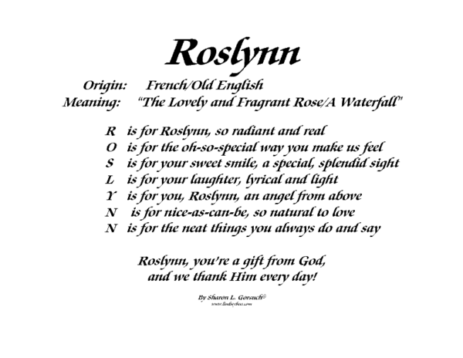 Meaning of Roslynn - LindseyBoo