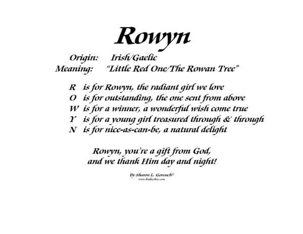 Meaning of Rowyn - LindseyBoo