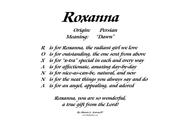 Meaning of Roxanna - LindseyBoo