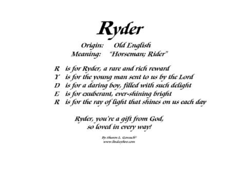 Meaning of Ryder - LindseyBoo