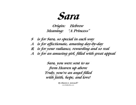 Meaning of Sara - LindseyBoo