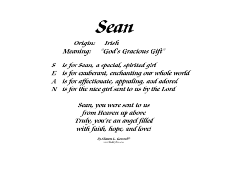 Meaning of Sean - LindseyBoo