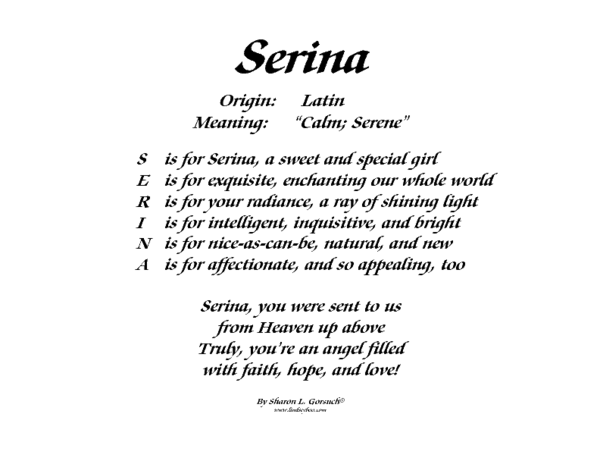Meaning of Serina - LindseyBoo