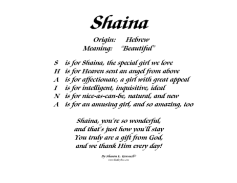 Meaning of Shaina - LindseyBoo