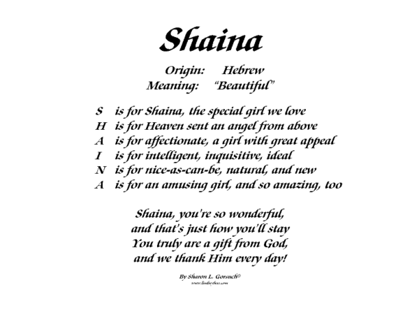 Meaning of Shaina - LindseyBoo