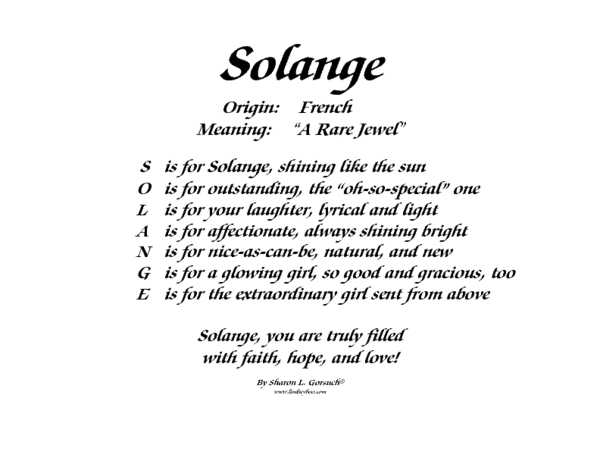 Meaning of Solange - LindseyBoo